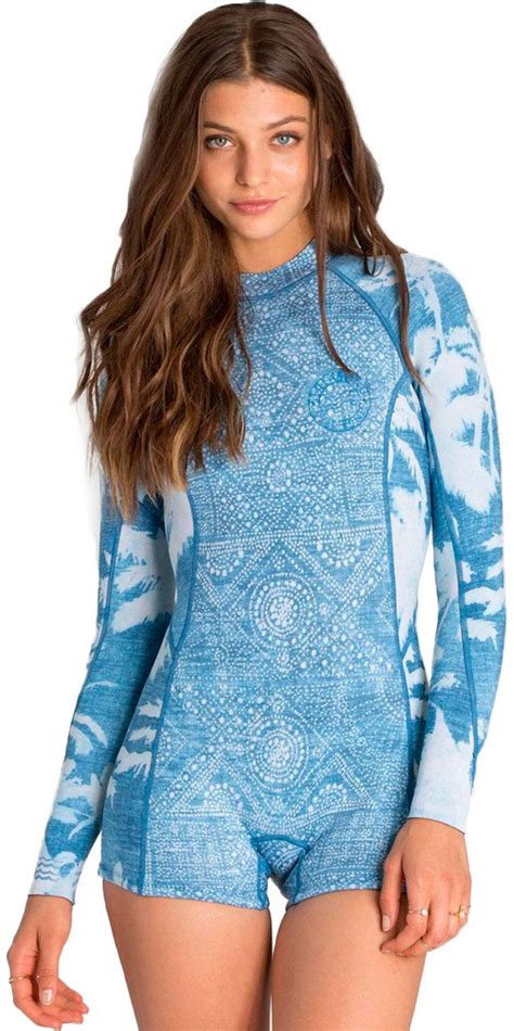 Billabong Teen Girls 2mm Spring Fever Long Sleeve Shorty Indigo