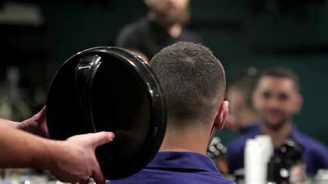 Barber Shows Short Haircut With Mirror 34135115 Stock Video At Vecteezy