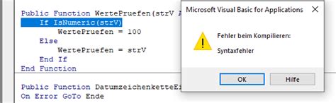 Kompilierfehler In Ausgeblendetem Modul Vba Automate Excel