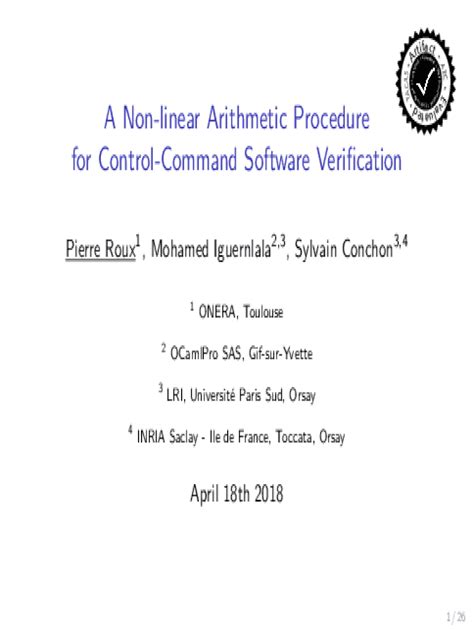 Fillable Online A Non Linear Arithmetic Procedure For Control Command Fax Email Print