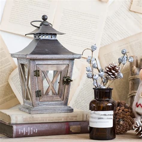 Прямая Ретро деревянный фонарь стеклянный ветряной светильник подсвечник декоративное