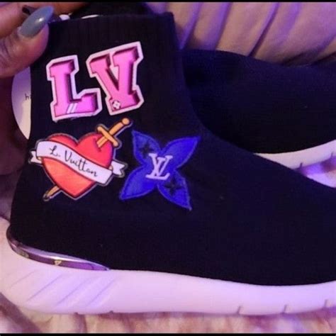 Louis Vuitton Stretch Fabric Lv Black Heart Sock Sneakers Sneakers For