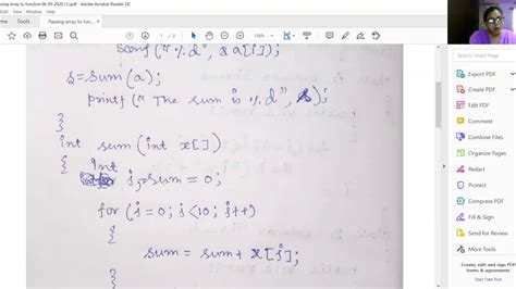 Passing Array As Parameter To A Function Youtube