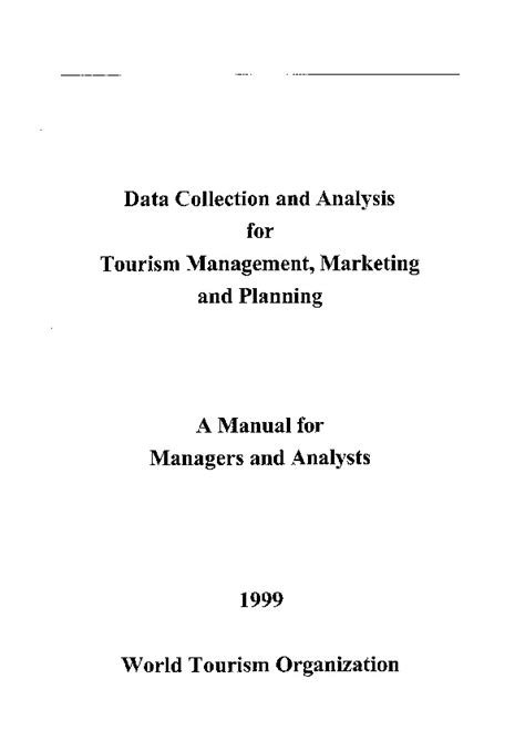 Data Collection And Analysis For Tourism Management Marketing And