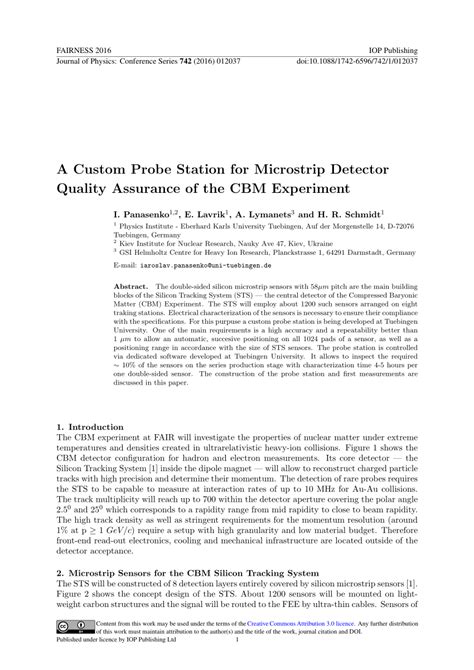Pdf A Custom Probe Station For Microstrip Detector Quality Assurance Of The Cbm Experiment