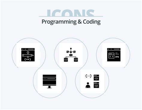 Programming And Coding Glyph Icon Pack 5 Icon Design Develop