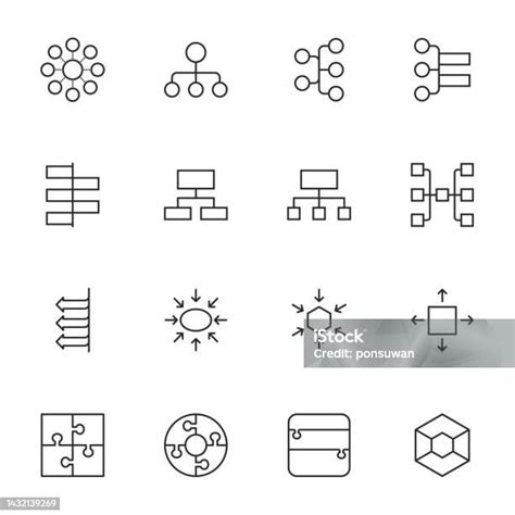 현대 마인드 맵 인포 그래픽 템플릿 플랫 라인 아이콘 컬렉션 간단한 디자인 벡터 0명에 대한 스톡 벡터 아트 및 기타 이미지 0명 계획 다이어그램 Istock