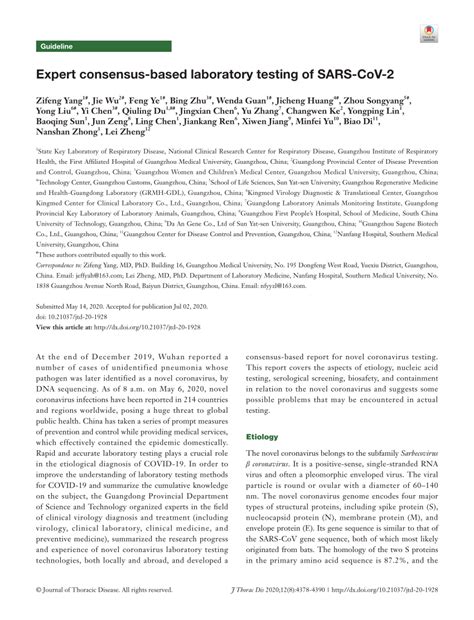 Pdf Expert Consensus Based Laboratory Testing Of Sars Cov 2