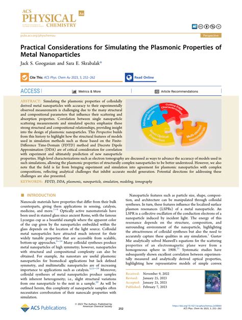 Pdf Practical Considerations For Simulating The Plasmonic Properties Of Metal Nanoparticles