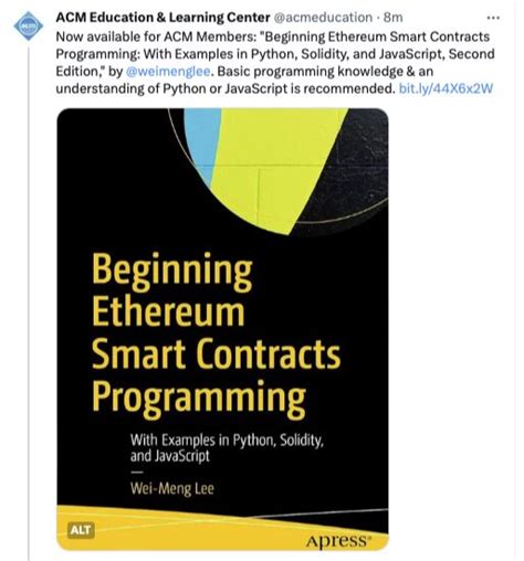 Very Happy To Learn That My Book Beginning Ethereum Smart Contracts Programming With Examples