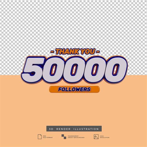 Premium Psd 3d Thank You 50000 Followers Text Effect