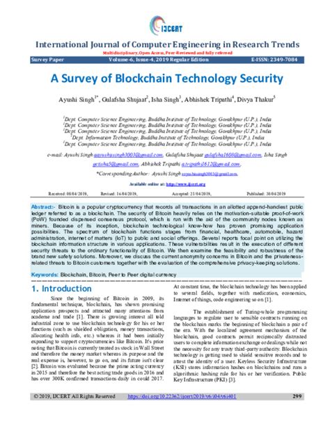 Pdf A Survey Of Blockchain Technology Security