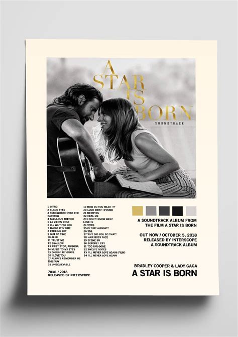 Lady Gaga And Bradley Cooper A Star Is Born Soundtrack Tracklist Poste