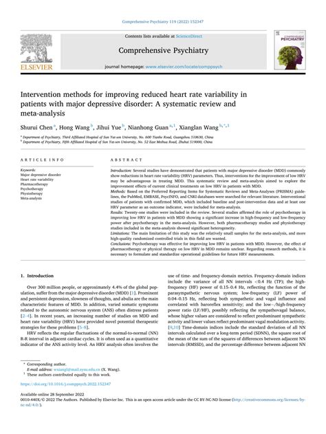 Pdf Intervention Methods For Improving Reduced Heart Rate Variability