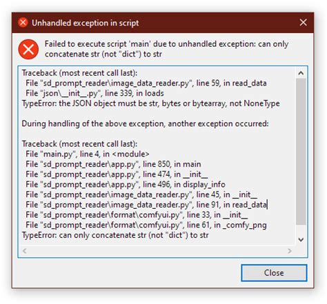 Bug Unhandled Exception Issue Receyuki Stable Diffusion Prompt Reader Github