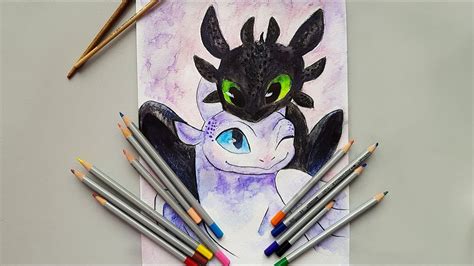 КАК НАРИСОВАТЬ БЕЗЗУБИКА И ДНЕВНУЮ ФУРИЮ АКВАРЕЛЬНЫЕ КАРАНДАШИ Youtube