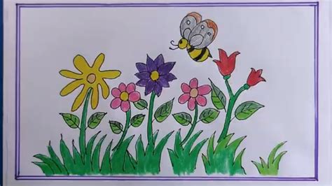 Easy And Simple Flower Garden Drawing At Stella Bowles Blog