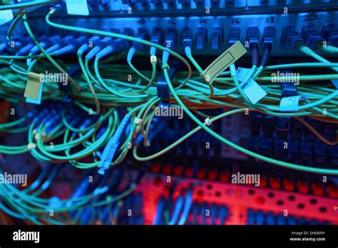 Cables Connected To Patch Panel Of Server Rack Stock Photo Alamy