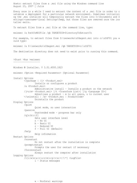 How To Extract From Msi Pdf Installation Computer Programs Command Line Interface