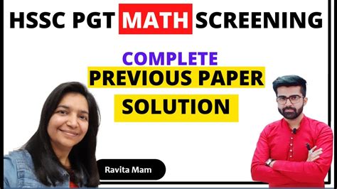 Hssc Pgt Math Screening Previous Paper Solution 2016 Missiondsssb Youtube