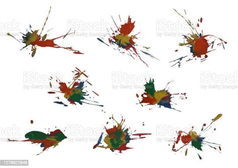 디자인 배경에 대한 무지개 색상 그런지 질감 요소의 잉크 스플래시 얼룩 및 브러시 스트로크와 벡터 다채로운 세트 수채화에 대한 스톡 벡터 아트 및 기타 이미지 Istock