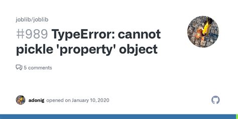 Typeerror Cannot Pickle Property Object Issue Joblib Joblib Github