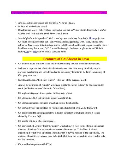 Difference Between C And Java Ppt