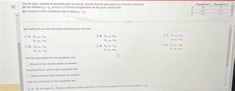 Solved Uve The Given Gatalica To Complele Parts A And B