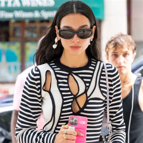 Dua Lipa Wears A White Cropped Vest And Baggy Trousers Ps Uk Fashion