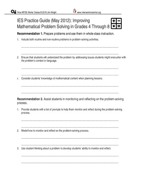 fillable online improving mathematical problem solving in grades 4