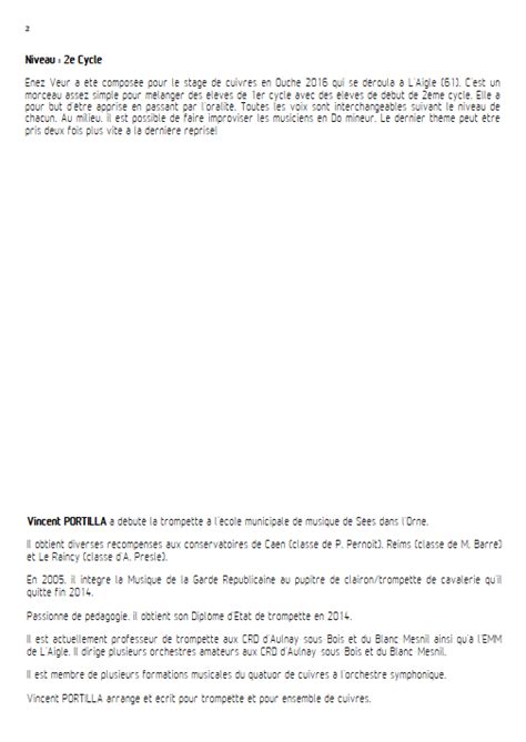 Partition Enez Veur Vincent Portilla