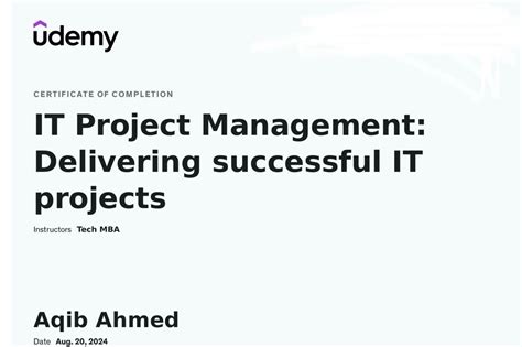 Aqib Ahmed On Linkedin Completed The Training On It Project Management