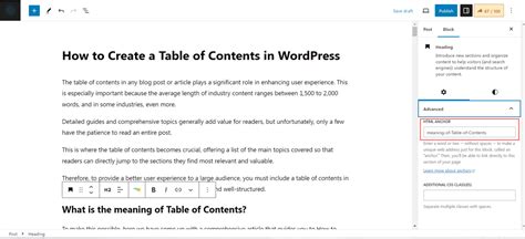 How To Create A Table Of Contents In WordPress Website