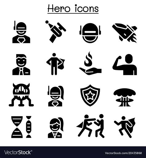 Hero Icon Set Royalty Free Vector Image Vectorstock