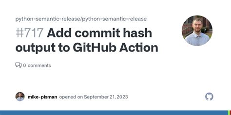 Add Commit Hash Output To Github Action Issue Python Semantic Release Python Semantic