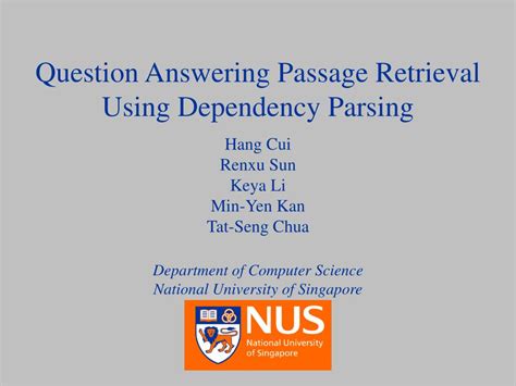Ppt Question Answering Passage Retrieval Using Dependency Parsing Powerpoint Presentation Id