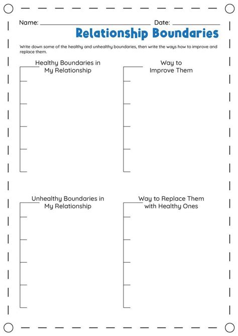 Healthy Relationship Boundaries Worksheets Boundaries Worksheet