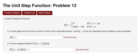 Solved The Unit Step Function Problem 13 Previous Problem