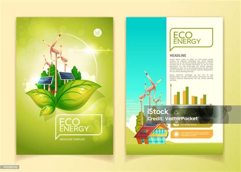 에코 에너지 브로슈어 서식 파일 벡터 일러스트 레이 션 녹색 자연 보존 개념에 대 한 포스터에 대한 스톡 벡터 아트 및 기타 이미지 포스터 환경 보전 0명 Istock