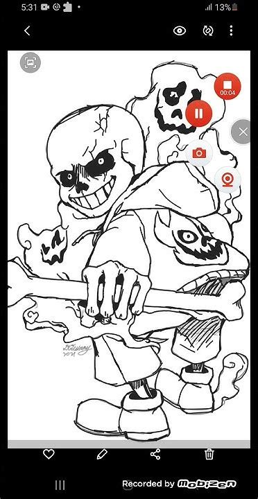 폰으로 그린 샌즈 그림 Youtube