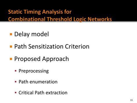 Ppt Static Timing Analysis For Combinational Threshold Logic Networks