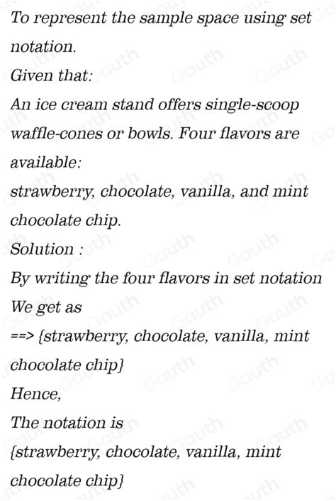Solved Represent The Sample Space Using Set Notation 21 An Ice Cream