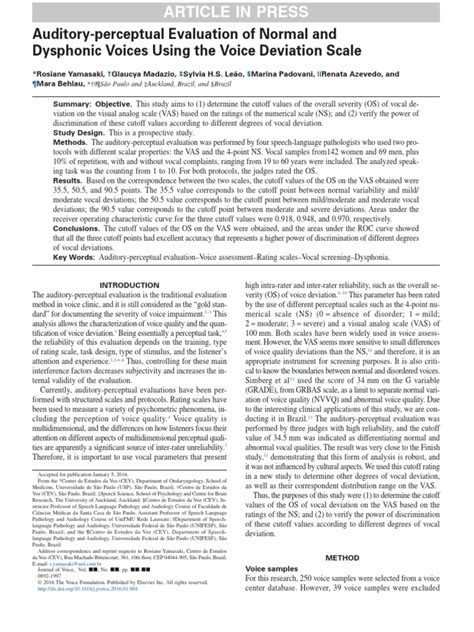 2016 Yamasaki Et Al Auditory Perceptual Evaluation Of Normal And