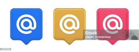 이메일 주소 디지털 기호 단추 인터넷 채팅 사이버 공간 통신 3d 말풍선 아이콘 0명에 대한 스톡 벡터 아트 및 기타 이미지