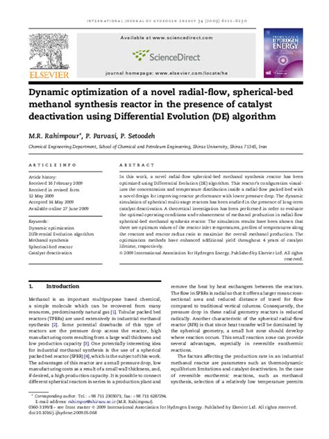 Pdf Dynamic Optimization Of A Novel Radial Flow Spherical Bed