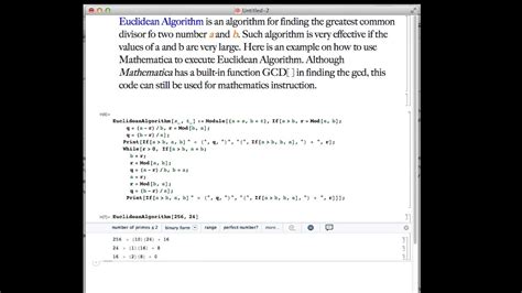Mathematica Tutorial 01 Euclidean Algorithm Youtube