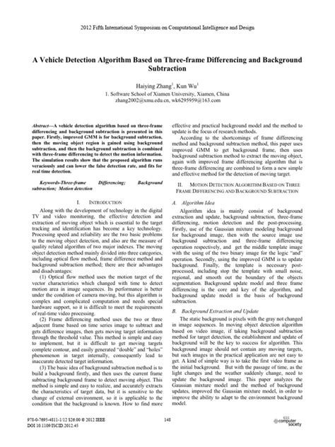 X16 Vehicle Detection Based Bakground Subtraction Pdf Teaching