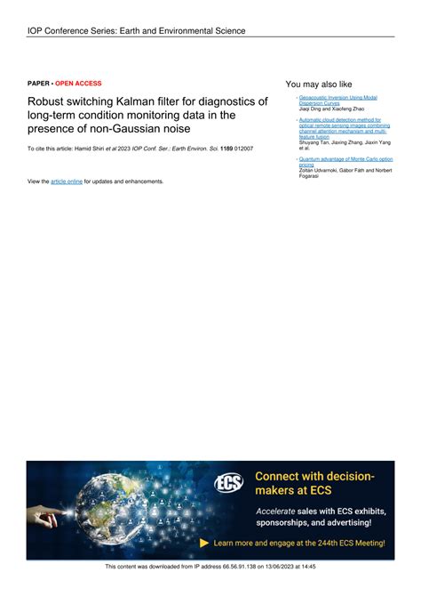 Pdf Robust Switching Kalman Filter For Diagnostics Of Long Term Condition Monitoring Data In