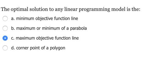 Solved The Optimal Solution To Any Linear Programming Model Chegg