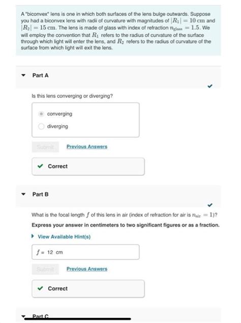 Solved A Biconvex Lens Is One In Which Both Surfaces Of Chegg Com
